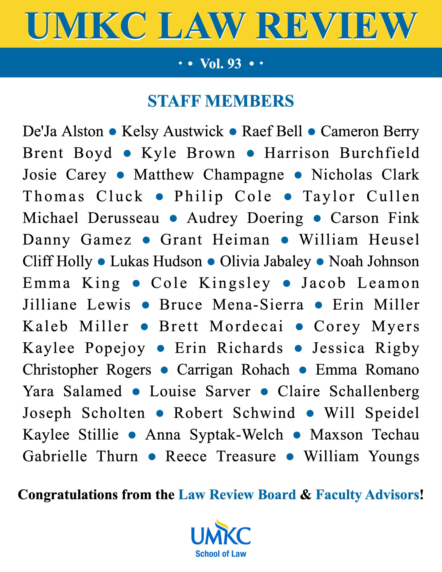 2024 Staff Members « UMKC Law Review