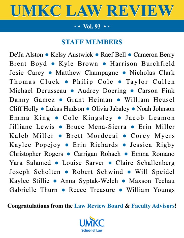 2024 Staff Members « UMKC Law Review